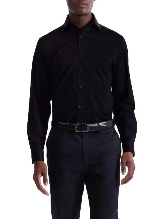 Bugatchi Devon Ooohcotton® Mélange Button-up Shirt - Black