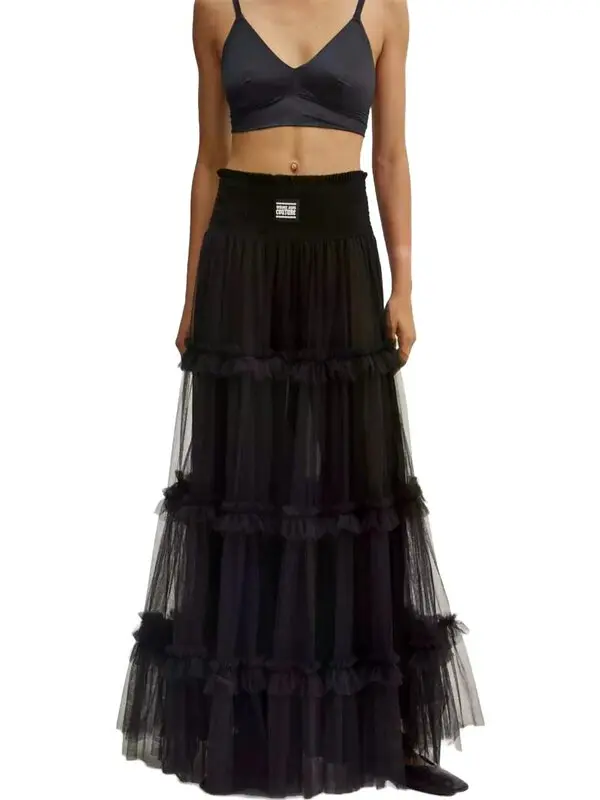 Versace Ruffled Smocked Midi Dress - Black