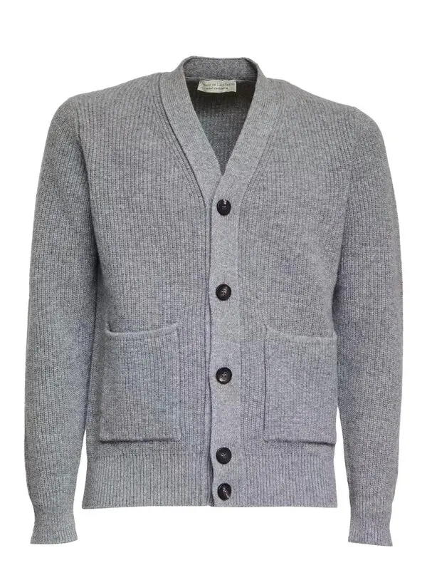 FILIPPO DE LAURENTIIS Front-pockets Ribbed-knit Cardigan - Grey