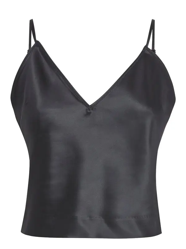 SKIMS Satin Cropped Cami Top - Black