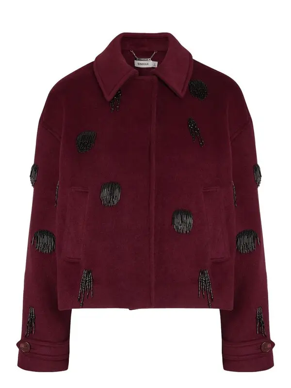Simkhai Katya Bead-embellished Wool-blend Jacket - Red