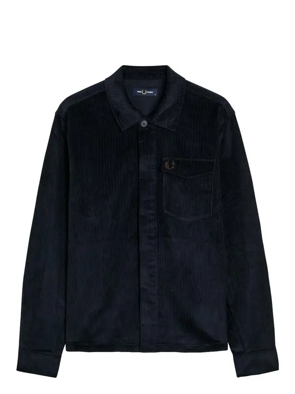 Fred Perry Logo-embroidered Corduroy Overshirt - Navy