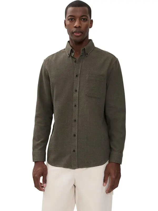 Taylor Stitch The Jack Waffle Shirt - Fatigue Olive