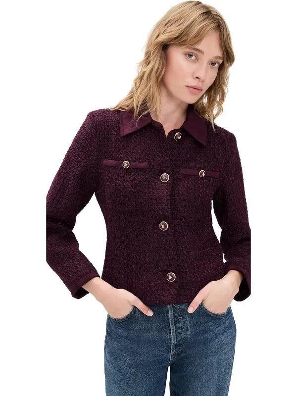 Line & Dot Charli Tweed Jacket - Maroon