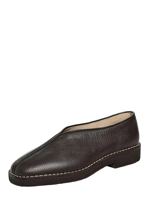 LEMAIRE Piped Crepe Slippers - Dark Brown