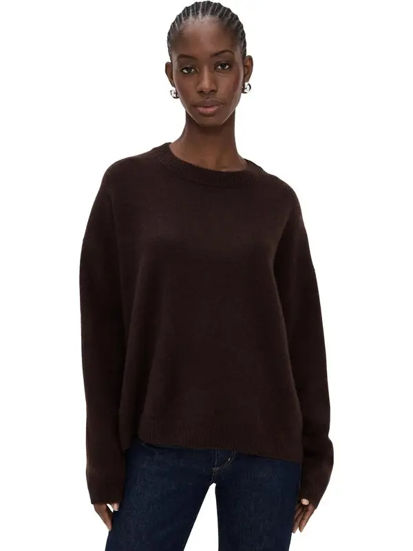 Staud Serrano Cashmere Crewneck Pullover - Dark Chocolate