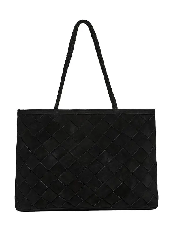 BEMBIEN Gabrielle Grande Weave Tote - Black Suede