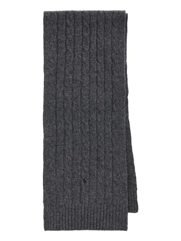 Ralph Lauren Cashmere Cable Knit Scarf - Barclay Grey Heather
