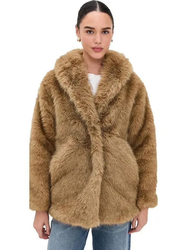 Z Supply Faux Fur Coat With Shawl Collar - Mink