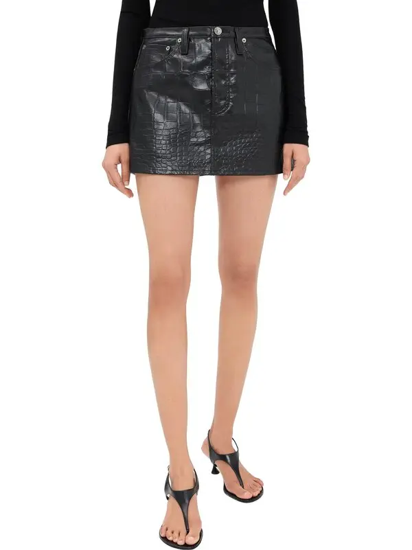 AGOLDE Keira Faux Leather Mini Skirt - Croc