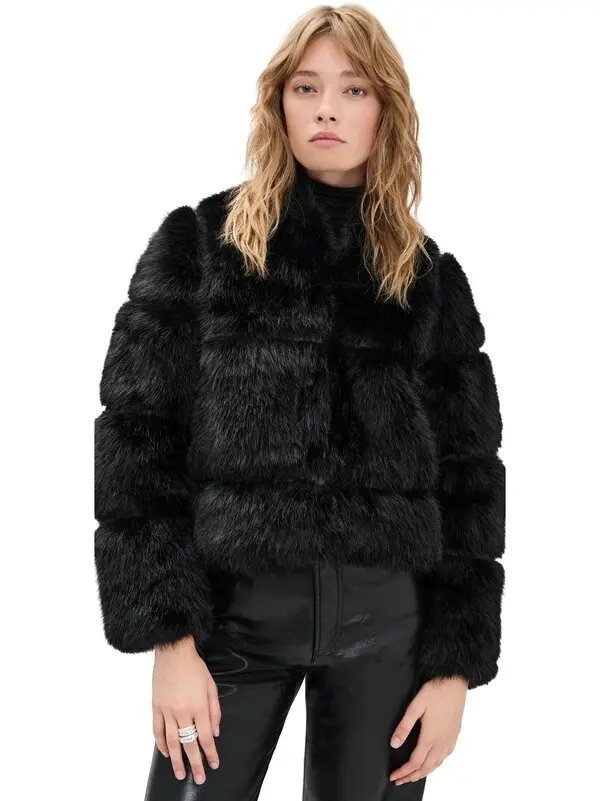 Apparis Sai Sable Faux Fur Coat - Noir