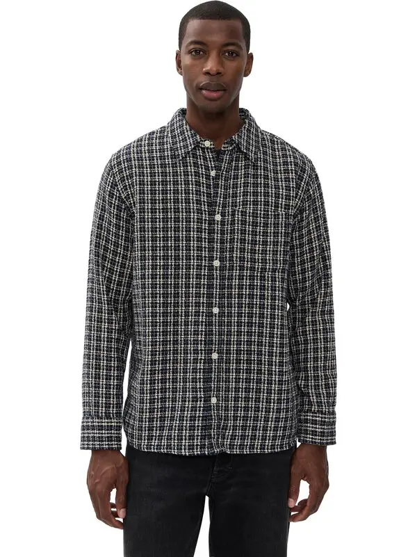 CORRIDOR Reverse Tweed Snow Check Shirt - Blue