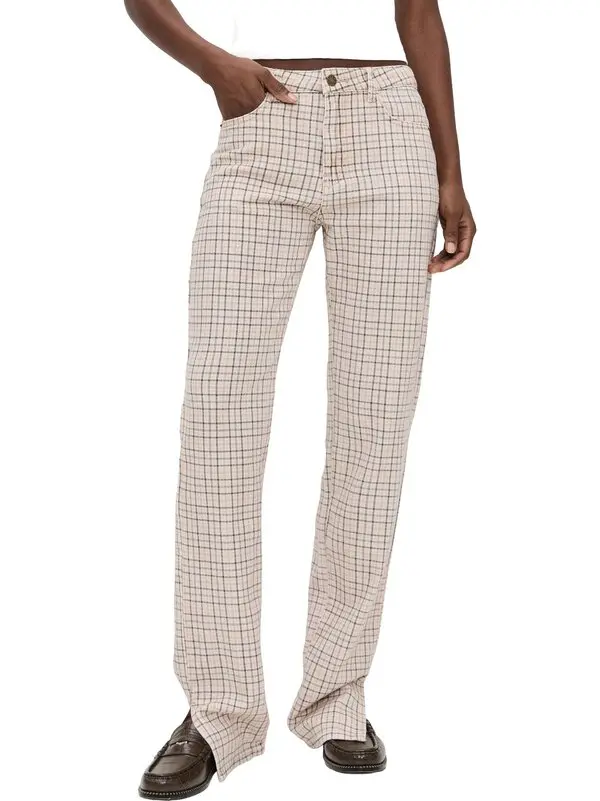 Lioness Alabama Plaid Jeans - Almond Plaid