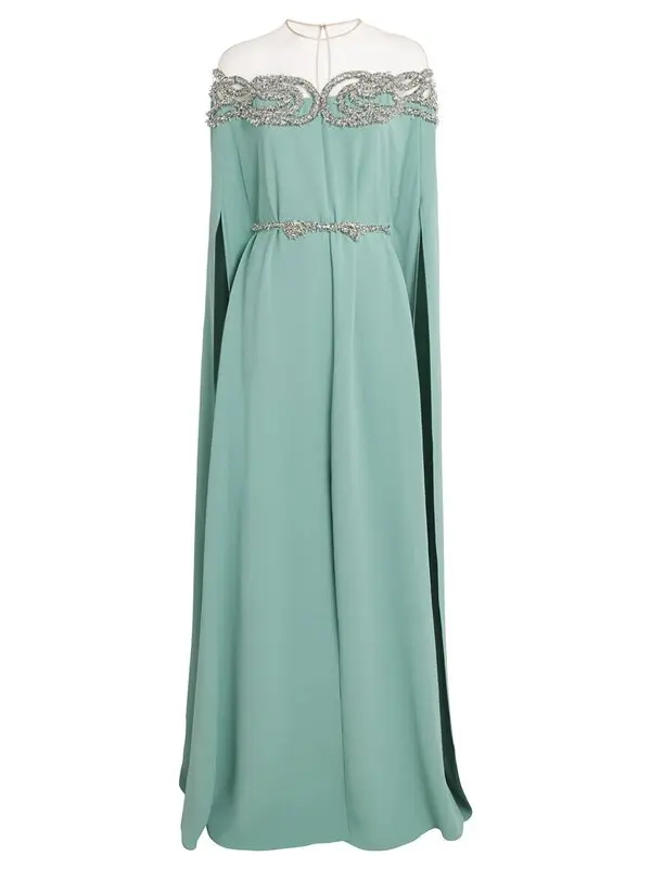 Zuhair Murad Embellished Cape Gown - Green
