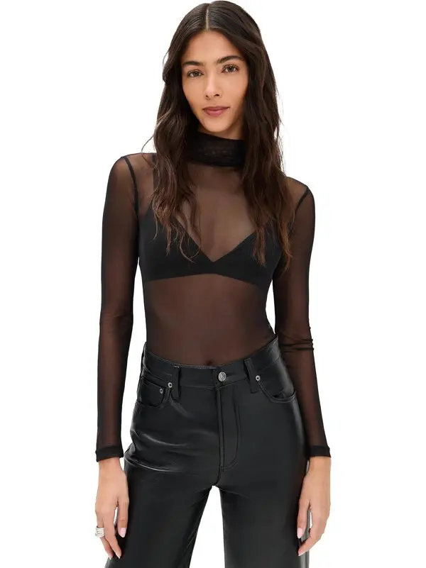 LE BOP Margot Thong Bodysuit - Black