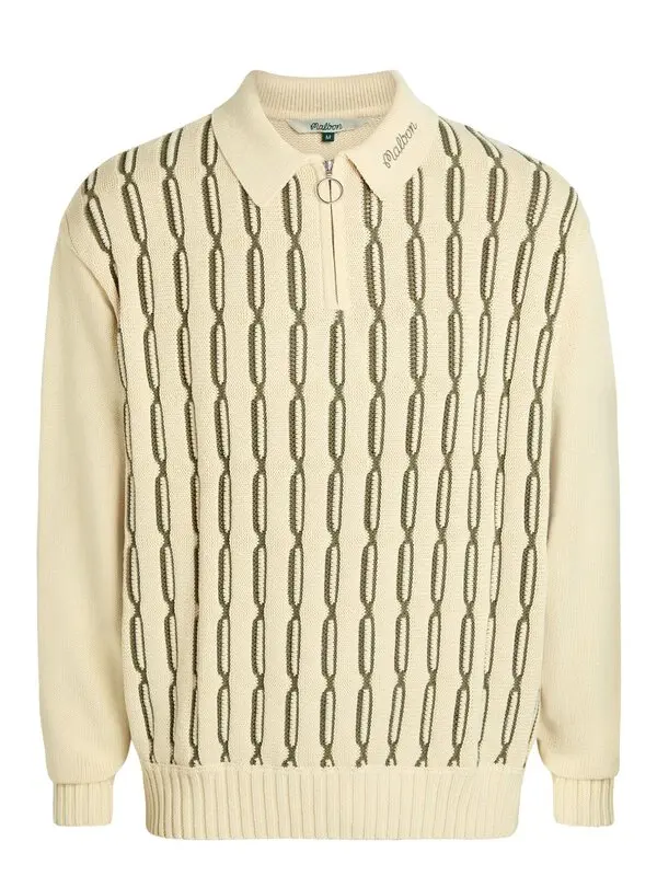 MALBON Links Patterned Cotton-blend Polo Jumper - Beige