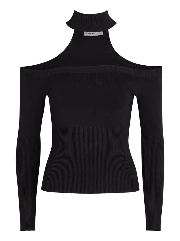 Simkhai Lila Choker-effect Knit Top - BLACK
