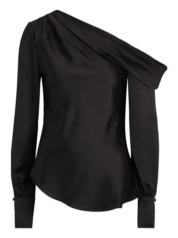 Simkhai Alice Draped Satin Top - Black