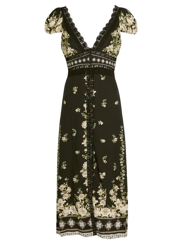 Alice + Olivia Floral-print Crepe Midi Dress - Black