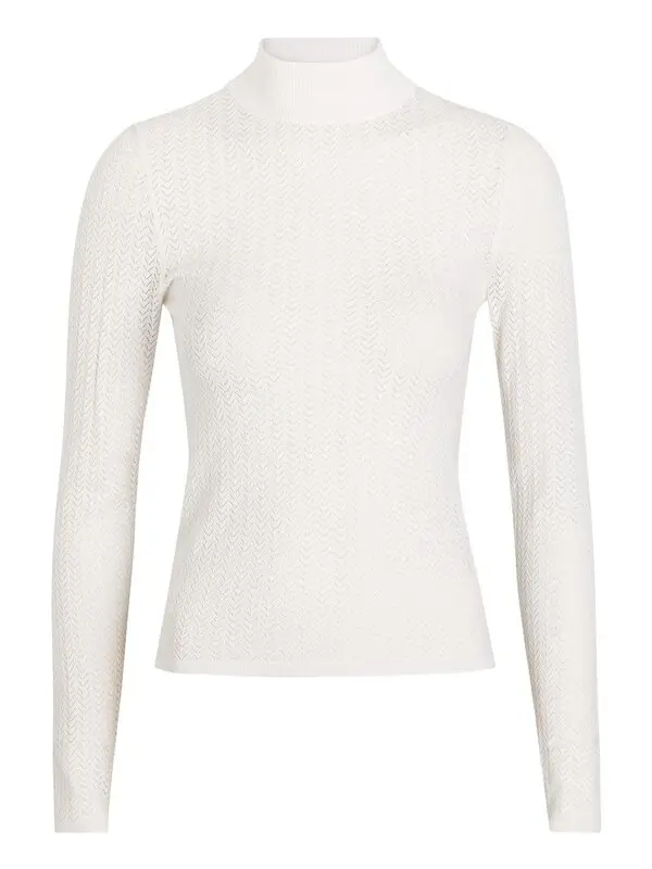 Alice + Olivia Lanie Pointelle Knit Top - White