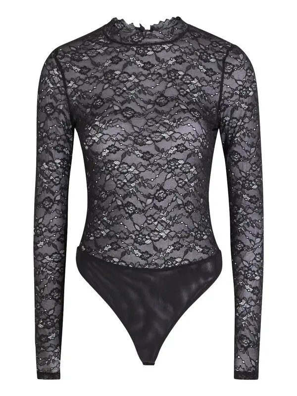 Alice + Olivia Taeyn Lace Bodysuit - Black