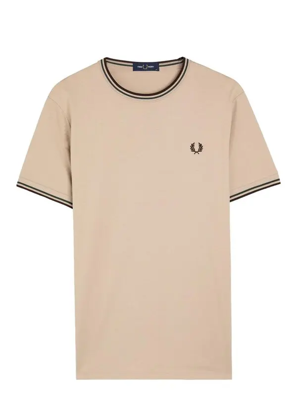 Fred Perry Twin Tipped Logo Cotton T-shirt - Ecru