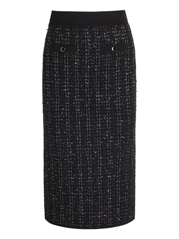 Veronica Beard Sequin-embellished Knit Midi Skirt - Black