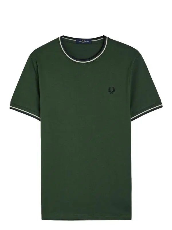 Fred Perry Twin Tipped Logo Cotton T-shirt - Dark Green