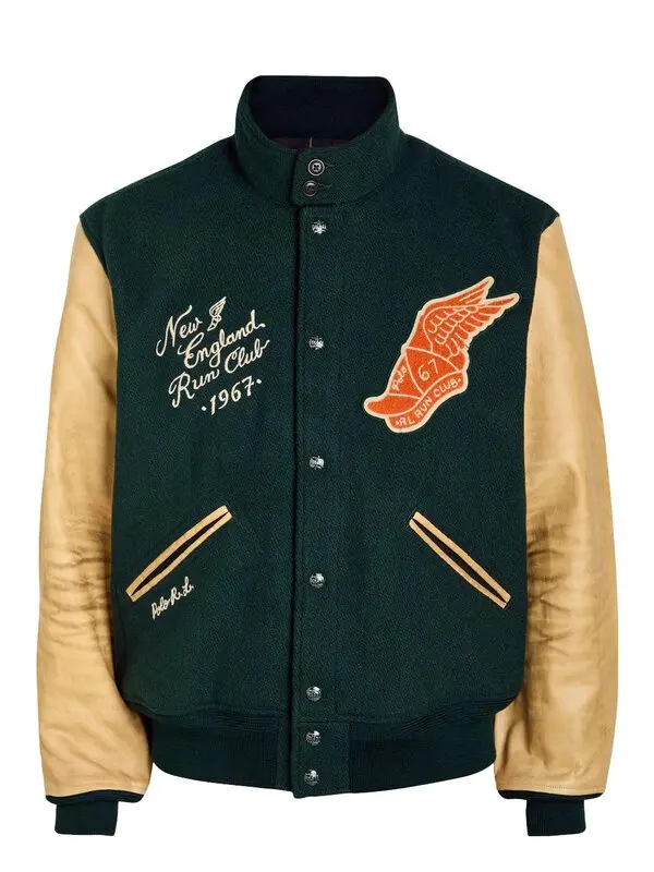 Ralph Lauren Designer-appliquéd Wool-blend Varsity Jacket - Green