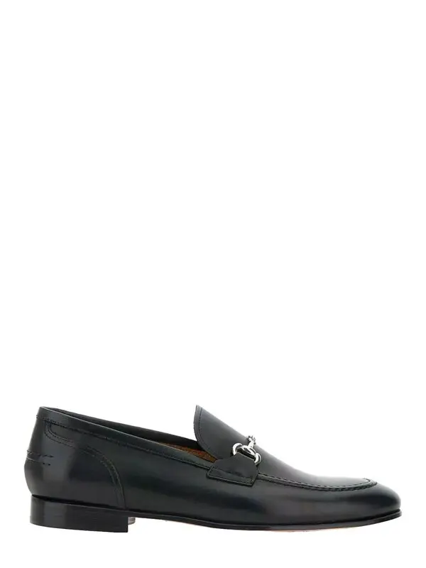 DUCA DEGLI ABRUZZI Leather Loafers With Metal Detail - Black