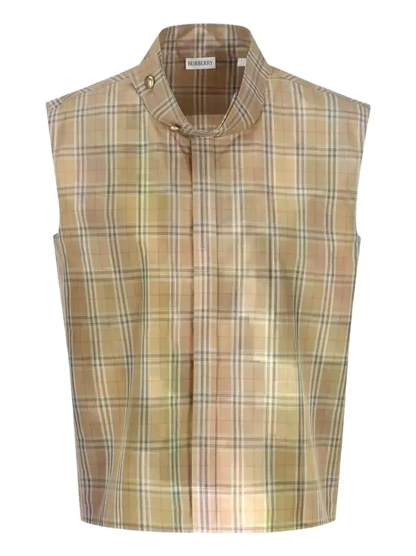 Burberry Sleeveless Check Top - Neutrals