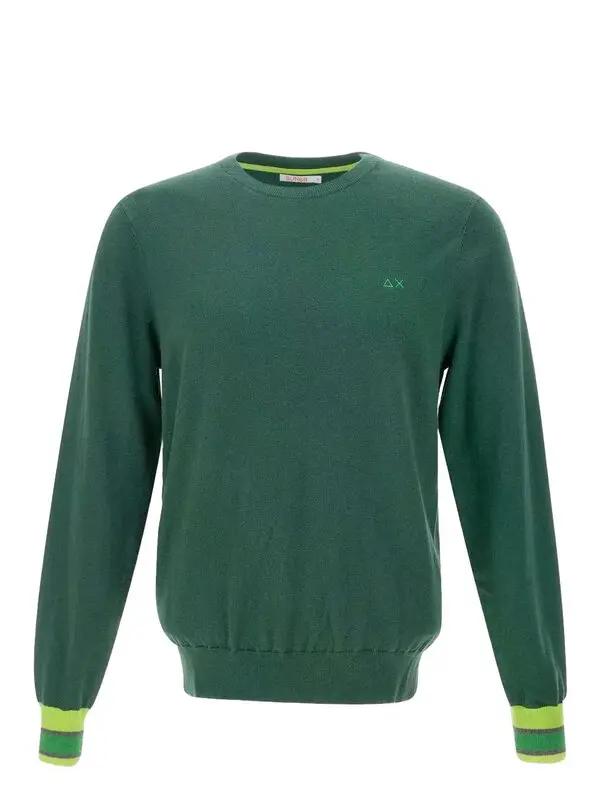 SUN 68 Logo-embroidered Ribbed Sweater - Green