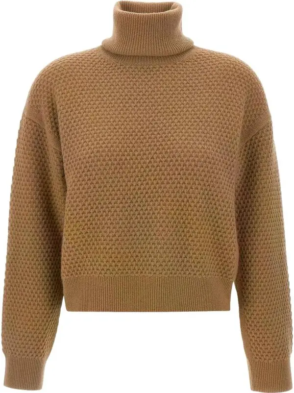 Max Mara Honeycomb High-collar Sweater - Brown