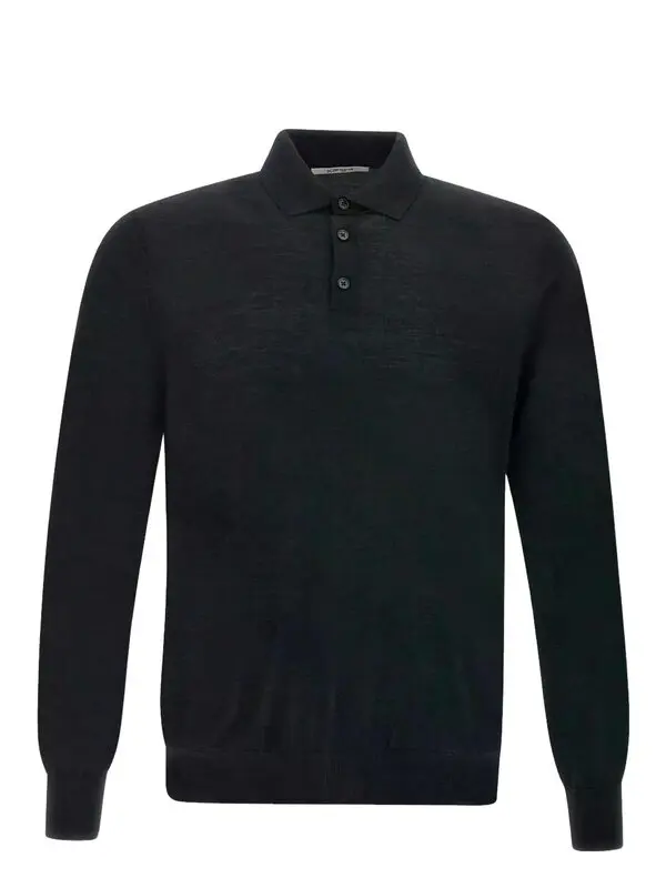 KANGRA Button Long-sleeve Polo Shirt - Black