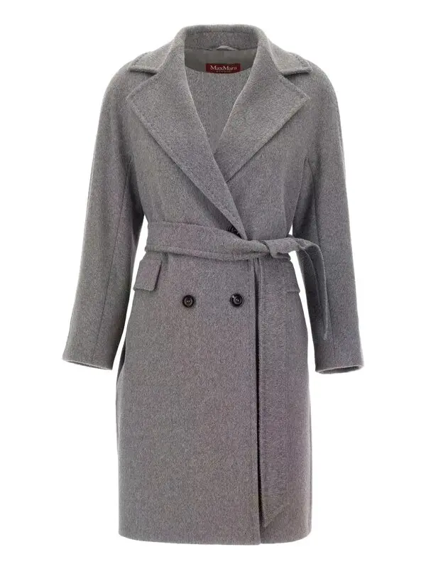 Max Mara Astro Belted Double-breasted Coat - Grey