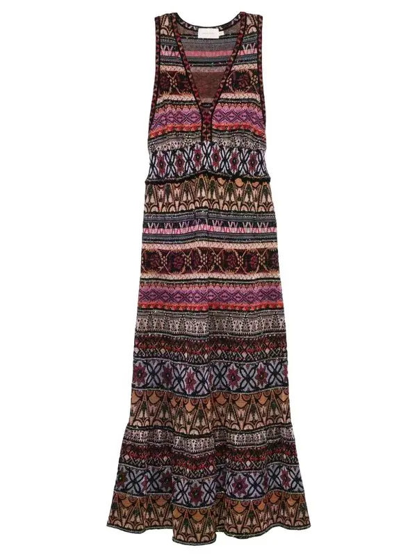 CECILIA PRADO Celia Geometric Pattern V-neck Dress - Pink