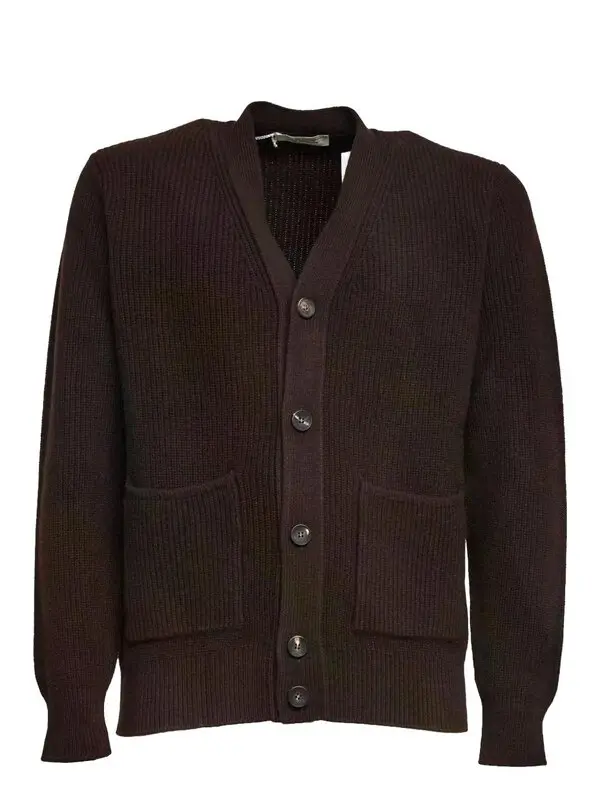 FILIPPO DE LAURENTIIS Ribbed-knit V-neck Cardigan - Brown