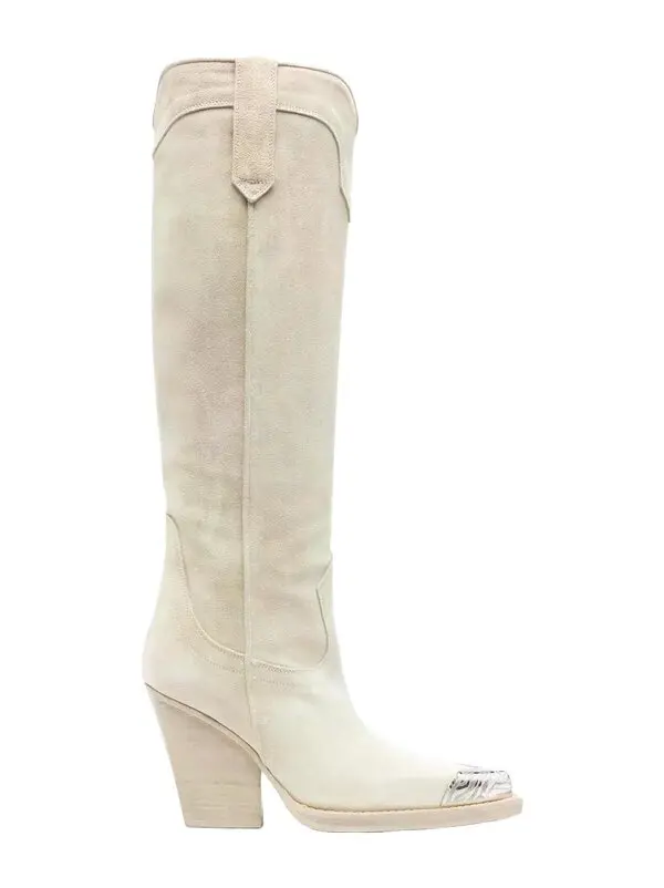 Paris Texas El Dorado Metal Toe 10mm Suede Boots - White