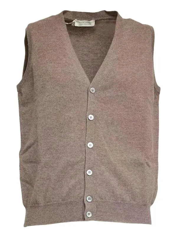 FILIPPO DE LAURENTIIS Sleeveless Buttoned Gilet - Brown