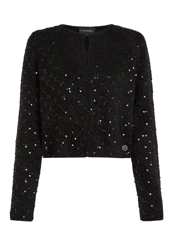Karl Lagerfeld Sequin-embellished Knit Cardigan - Black