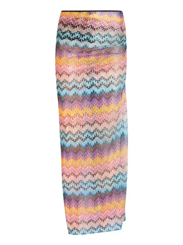 Missoni Zig-zag Pattern Lace Maxi Skirt - Yellow
