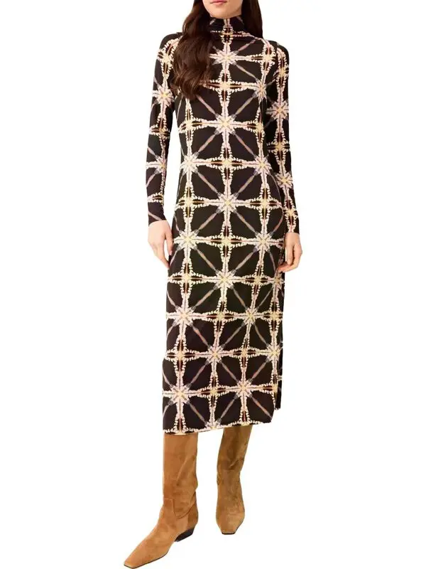 MARIE OLIVER Paxton Patterned Midi Dress - Black
