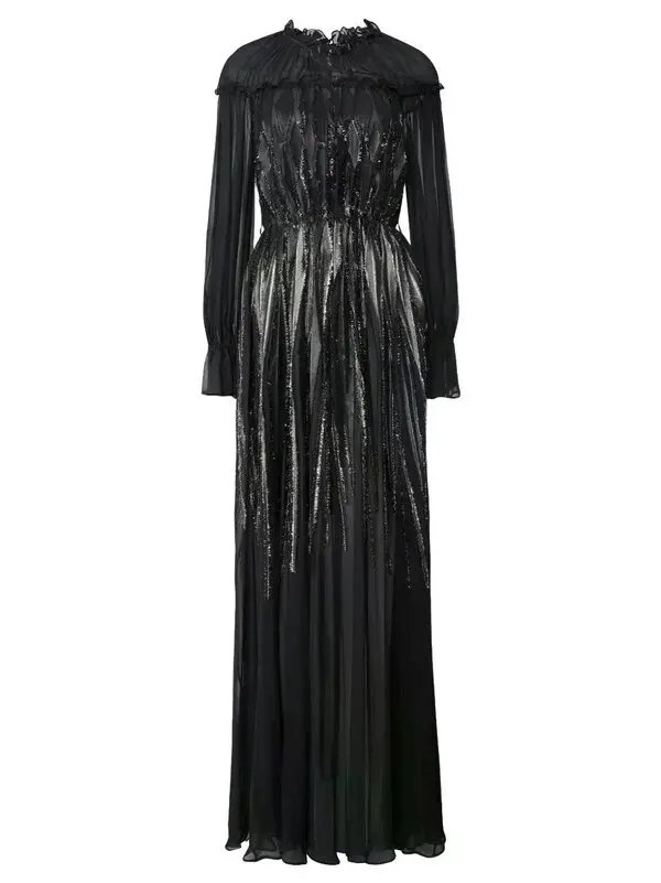 Alberta Ferretti Ruffled-collar Maxi Dress - Black
