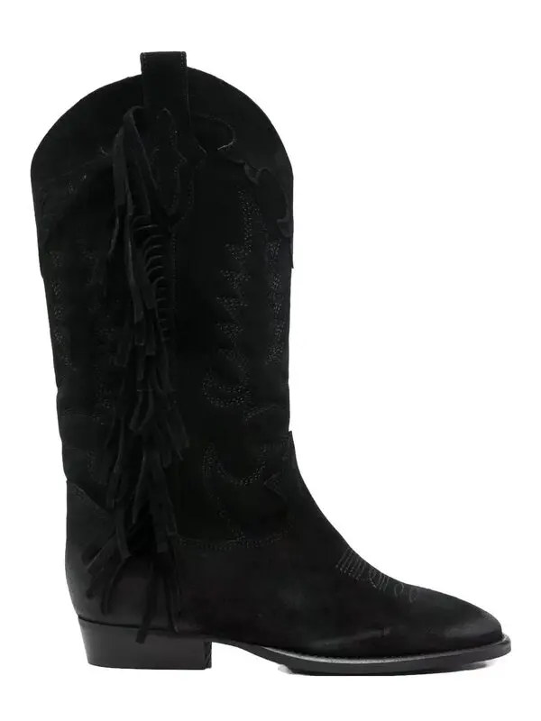GISEL MOIRE 30mm Oklahoma Cowboy Boots - Black