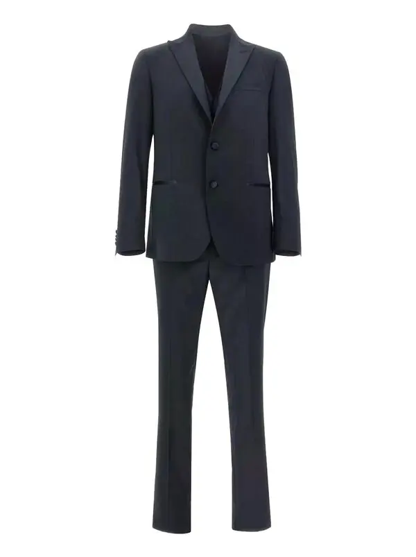 MARCHESANI Satin Trim Three-piece Suit - Blue