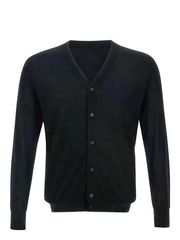 KANGRA Button V-neck Cardigan - Black