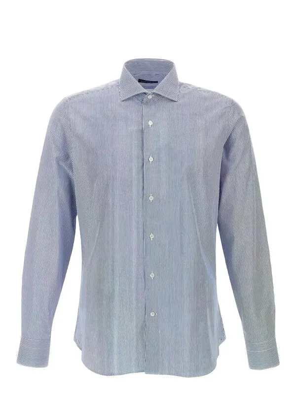 MARCHESANI Striped-pattern Button Shirt - Blue
