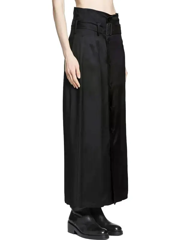 Yohji Yamamoto Long Skirt With Belt - Black