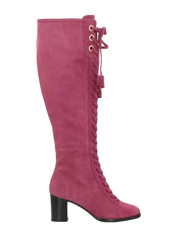 Alberta Ferretti Lace-up Suede Boots - Pink