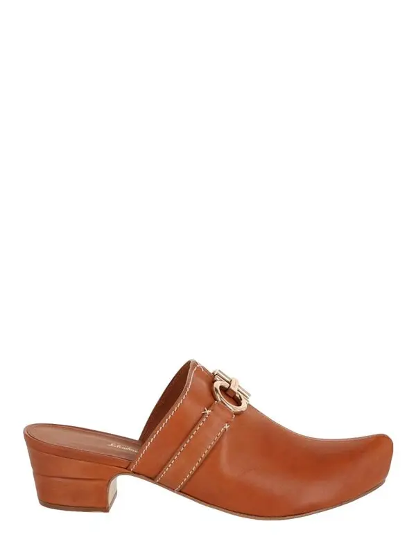 FERRAGAMO Phobos Leather Mules - Brown